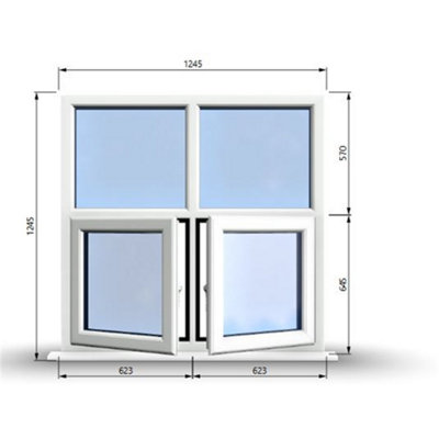 1245mm (W) x 1245mm (H) PVCu StormProof Casement Window - 2 Bottom ...