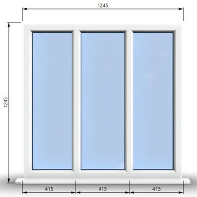 1245mm (W) x 1245mm (H) PVCu StormProof Casement Window - 3 Panes Non ...