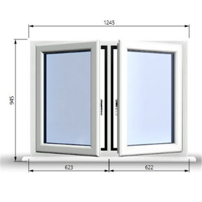 1245mm (W) x 945mm (H) PVCu StormProof Casement Window - 2 Central ...