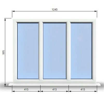 1245mm (W) x 995mm (H) PVCu StormProof Casement Window - 3 Panes Non ...