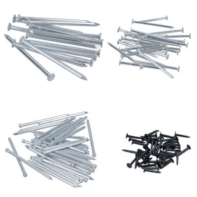 124pc Nail Assortment Flat and Domed Head Panel Pins Carpentry Wood ...
