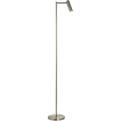 1250mm Floor Lamp - Satin Nickel Modern Adjustable Head - Standing LED ...