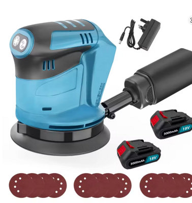 125mm 18V Cordless Random Orbital Sander with 2x Lithium Batteries and ...
