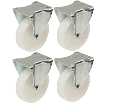 125mm 5" inch nylon castors - heavy duty fixed castors set - set of 4