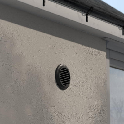 125mm Black Fixed Blade Wall Vent Cover Louvre Soffit Grille for ...