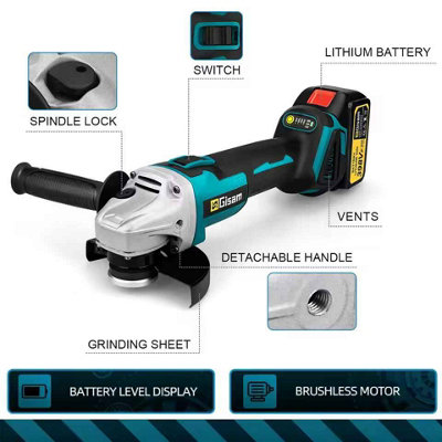 125mm Brushless Electric Angle Grinder Variable Speed Cordless