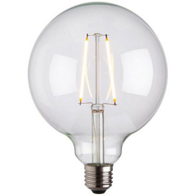 125mm GLOBE LED Filament Light Bulb CLEAR GLASS E27 Screw 2W Warm White ...