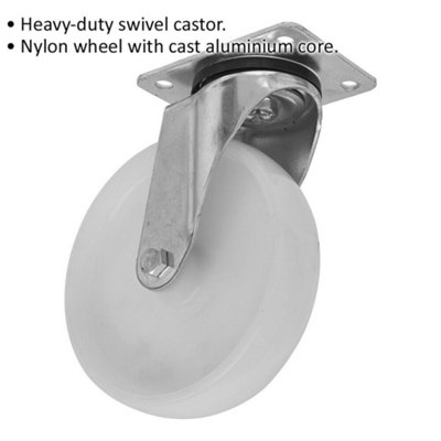 125mm Heavy Duty Swivel Castor Wheel with Aluminium Core and Nylon Tread