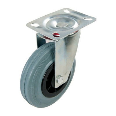 125mm RUBBER Swivel Castor Wheel 100KG Limit Non Marking Replacement ...