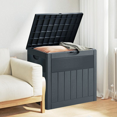 126L Waterproof Large Plastic Storage Box with a Padlock Grey with Wood ...