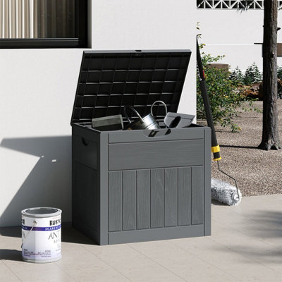 126L Waterproof Large Plastic Storage Box with a Padlock Grey with Wood ...