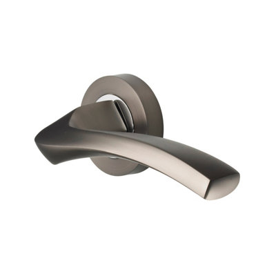 127mm Vision Auva Designer Lever Handles on 50mm Round Rose - Graphite ...
