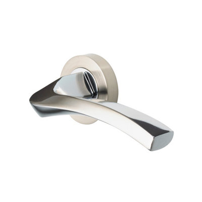 127mm Vision Auva Designer Lever Handles on 50mm Round Rose - Polished ...