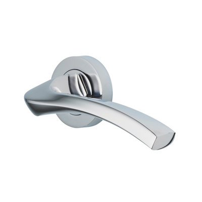 127mm Vision Auva Designer Lever Handles on 50mm Round Rose - Polished ...
