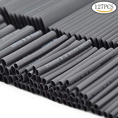 127pc Black Heat Shrink Tube Assortment Wire Wrap Electrical Insulation ...