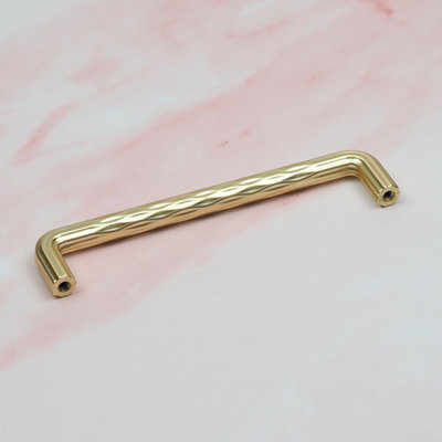 128mm Brass Gold Cupboard Handles Textured Grooved Knurled Bar Pull ...