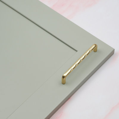 128mm Brass Gold Cupboard Handles Textured Grooved Knurled Bar Pull ...