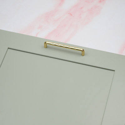 128mm Brass Gold Cupboard Handles Textured Grooved Knurled Bar Pull ...