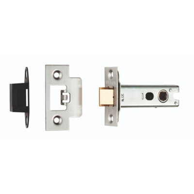 128mm Heavy Sprung Tubular Door Latch Square Strike Plate Forend Satin ...