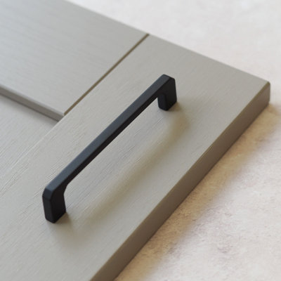 128mm Matt Black Cabinet Handle Slim Square Cupboard Drawer Door Pull ...