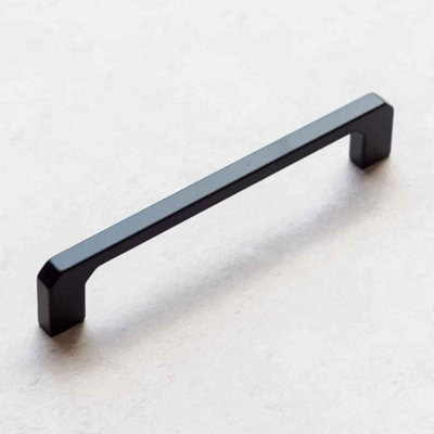 128mm Matt Black Cabinet Handle Slim Square Cupboard Drawer Door Pull ...
