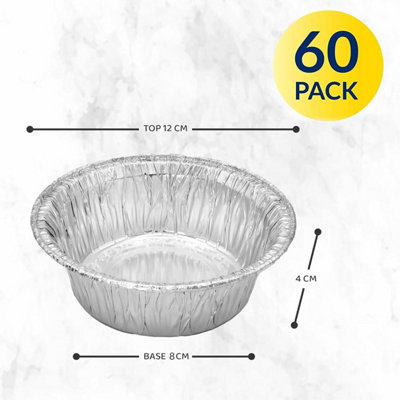 12cm Aluminium Foil Pie Dishes 60 Pack - Disposable Baking Trays for ...