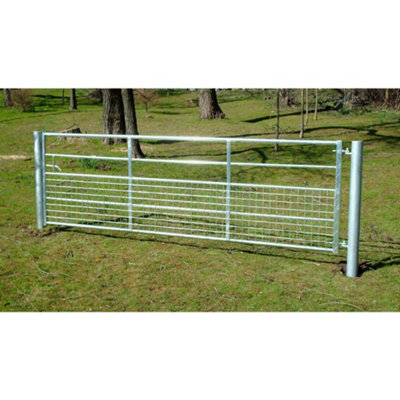 12ft Field Farm Half Mesh Galvanized Metal Gate at B&Q