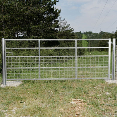 12ft Field Farm Half Mesh Galvanized Metal Gate