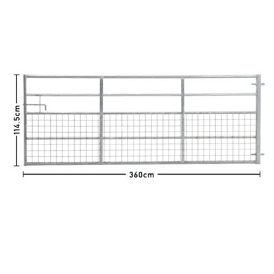12ft Field Farm Half Mesh Galvanized Metal Gate