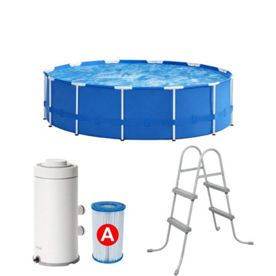 12ft Metal Frame Swimming Pool with Filter Pump and Ladder
