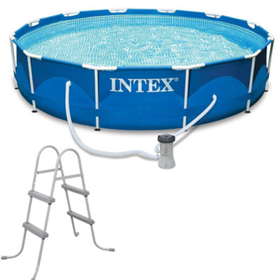 12ft Metal Frame Swimming Pool with Filter Pump and Ladder