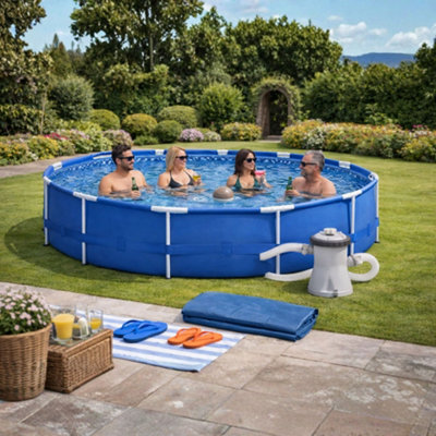 12ft Metal Frame Swimming Pool with Filter Pump and Ladder