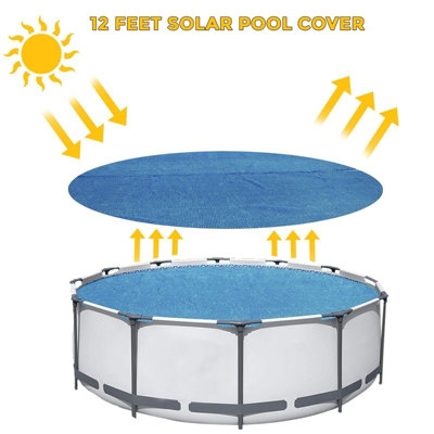 12ft Round Solar Pool Cover for Steel Frame Pools - Warms Water ...