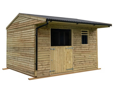 12ft x 12ft Mobile animal field shelter with overhang V.3, with front ...