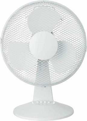 12inch Low Noise 3 Speed Desk Fan White | DIY at B&Q
