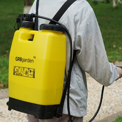 12L Backpack Manual Pressure Sprayer With Lance Garden Weed Killer Knapsack