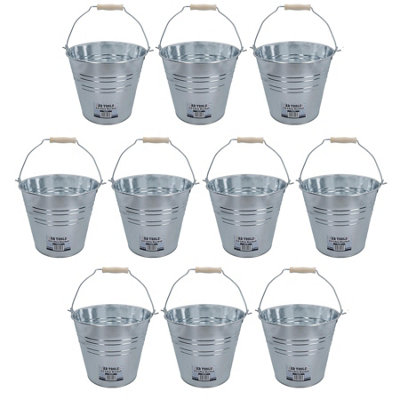 12L Galvanised Steel Metal Bucket Pail Water Coal House Garden Plant 10PK