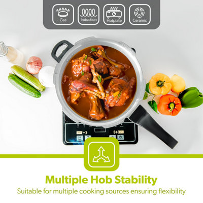 12L Pressure Cooker Lightweight Aluminium Casserole Stock Pot Kitchen