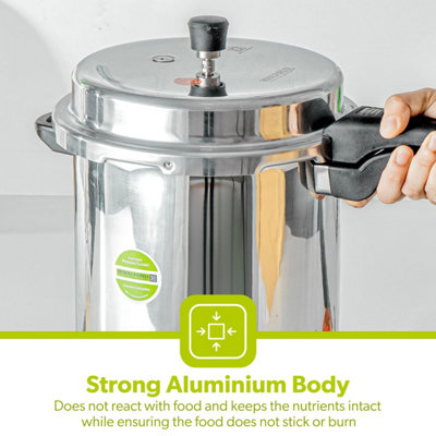 12L Pressure Cooker Lightweight Aluminium Casserole Stock Pot Kitchen