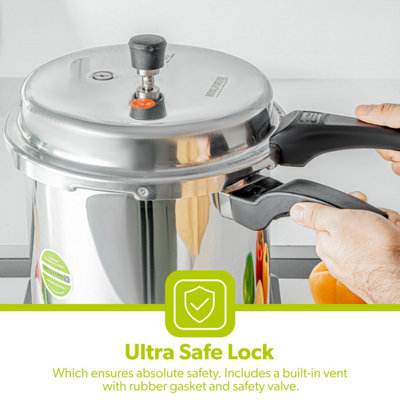 12L Pressure Cooker Lightweight Aluminium Casserole Stock Pot Kitchen