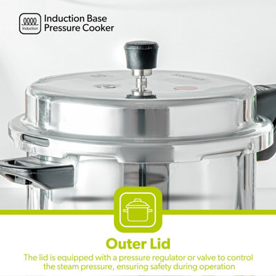 12L Pressure Cooker Lightweight Aluminium Casserole Stock Pot Kitchen