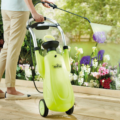 12L Wheeled Garden Sprayer with 2m Hose, Adjustable Nozzle & Pump ...