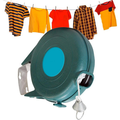 12m Retractable Reel Washing Line Outdoor Wall Mounted Extendable ...