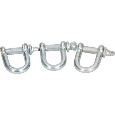 12mm D Shackles Dee Link Towing Rigging Pin Loop Galvanised Steel 3 Pack