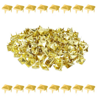 12mm Gold Pyramid Shaped Nail Head Studs Rivet - Pack of 50