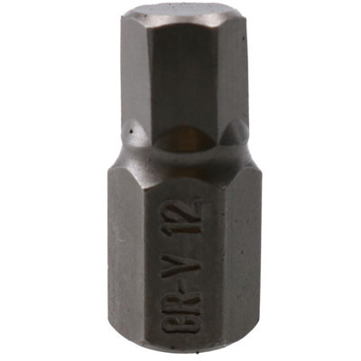 12MM HEX ALLEN KEY BIT 30MM LENGTH 10MM SHANK CHROME VANADIUM HARDENED TIP