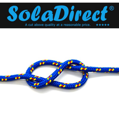 12mm x 100 metres / 328 ft of Blue & Yellow Polypropylene Rope, Solid ...