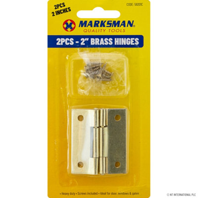 12Pc 2" Heavy Duty Brass Hinges Doors Gates Outdoor Indoor Screws Included