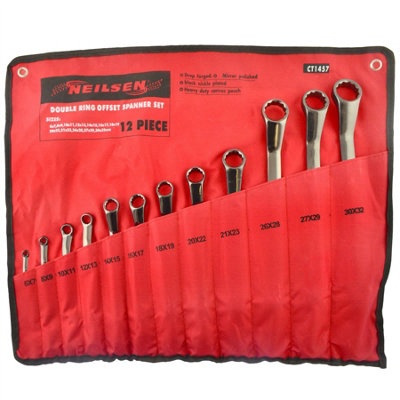 12pc 35 Offset Degree Spanner Set 6 to 32mm Double Ended Metric Ring ...