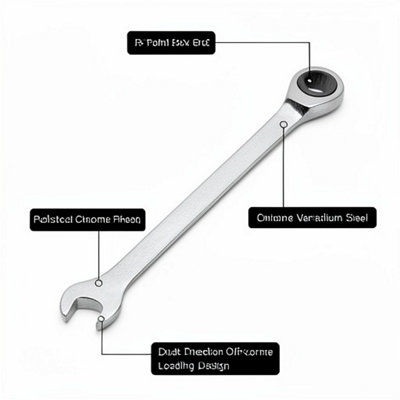 12PC 72-Tooth Ratchet Combination Wrench Set 8-19mm Chrome Vanadium ...